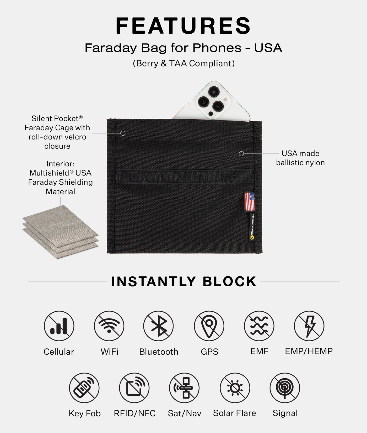 Home / ALL PRODUCTS / Faraday Bag for Phones - USA